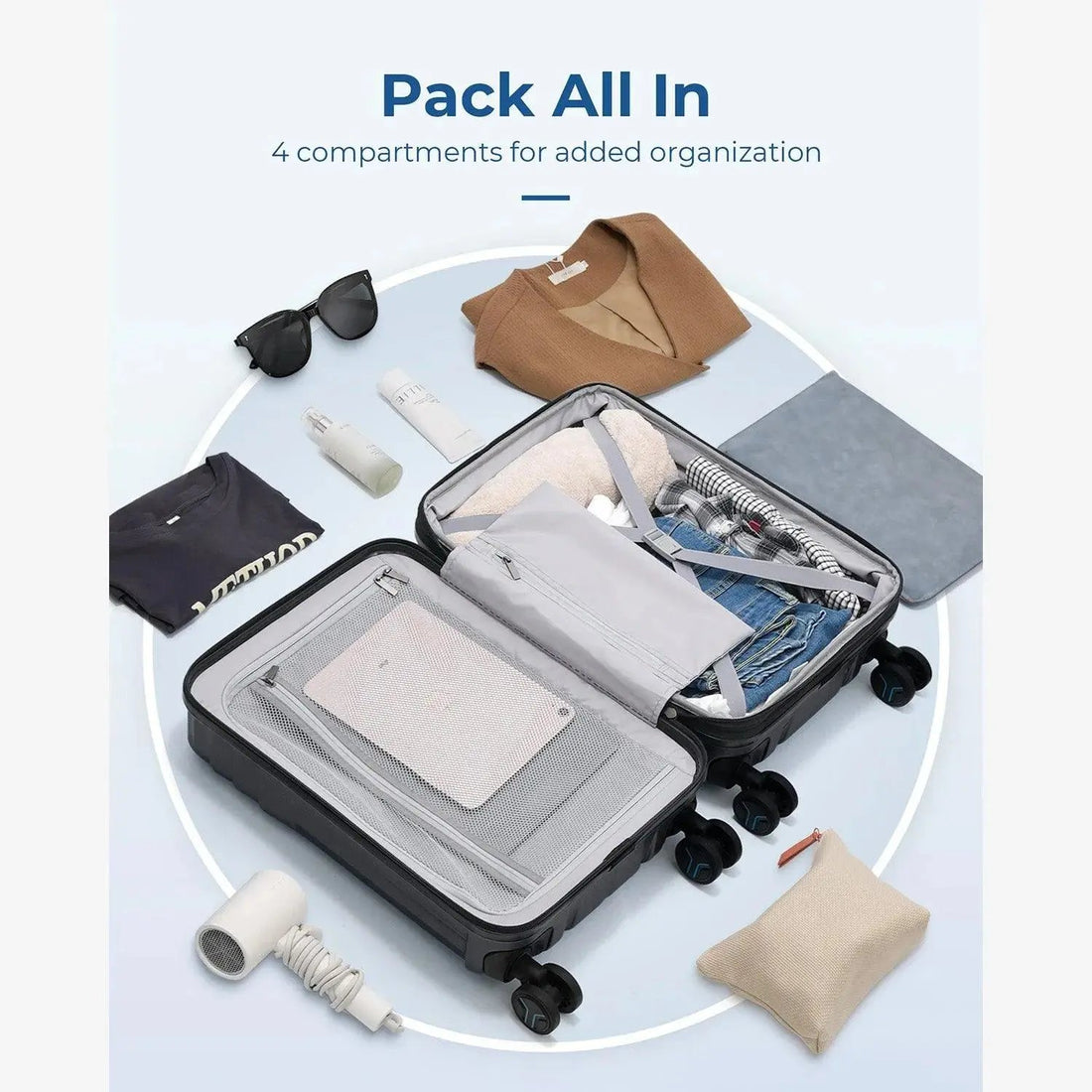 Jetsetter 20 Inch Expandable PC Hard Shell Spinner Luggage– BAGSMART