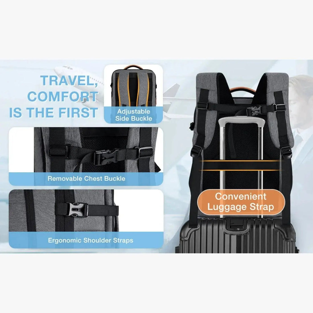 Expandable Carry On Backpack: 40L Travel Backpack for Business Trips ...