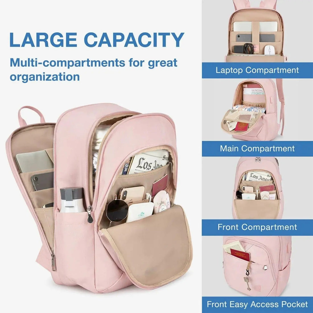 Lightweight School Backpack for Women | Carry On Travel Backpack– BAGSMART